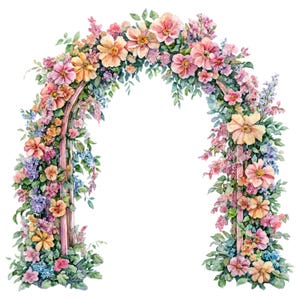 10 Floral Archway Clipart - Watercolor Wedding Arch With Flowers ...