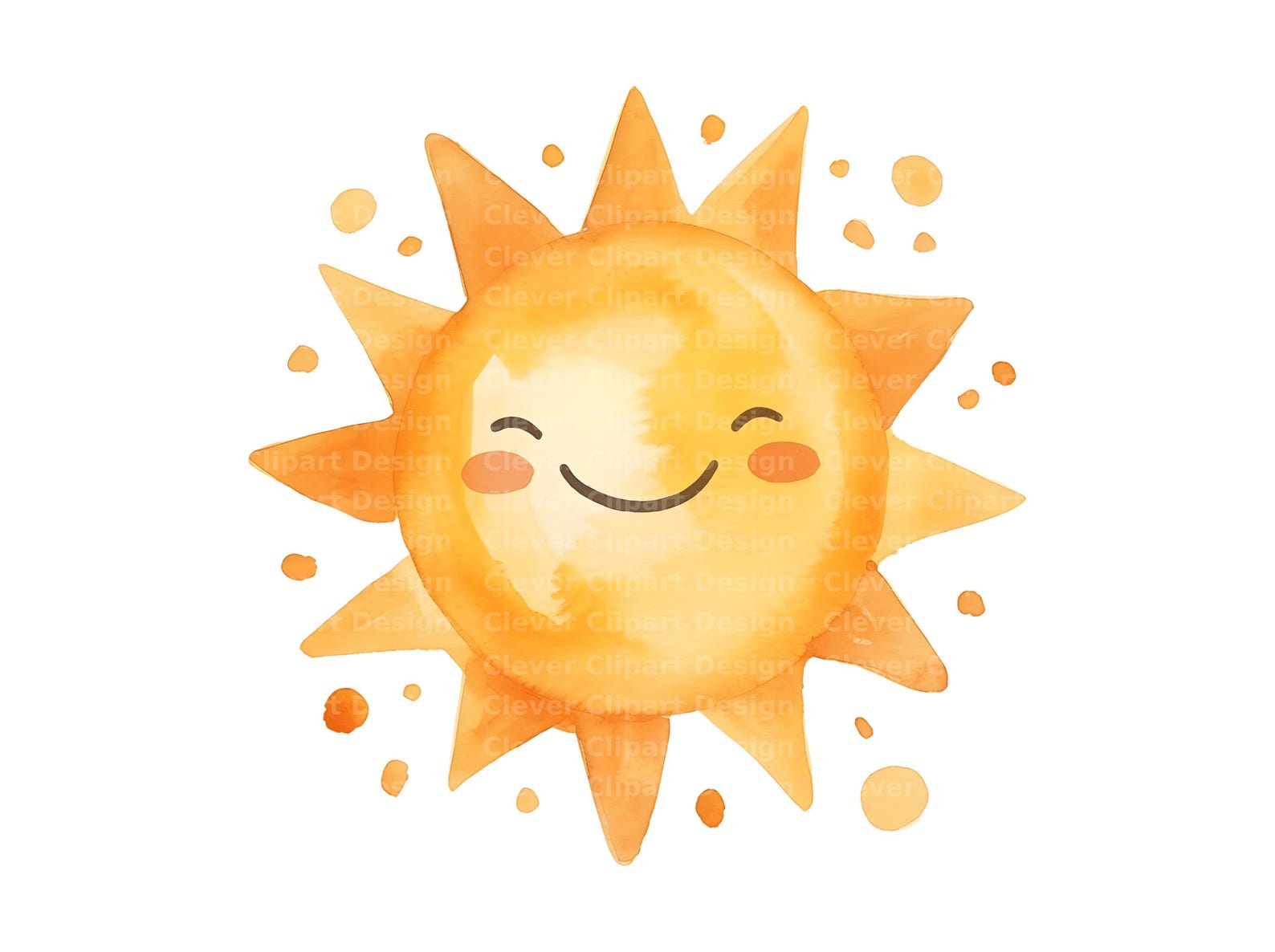 10 Sun Clipart - Smiling Sunshine, Watercolor Nursery, Kids Weather ...