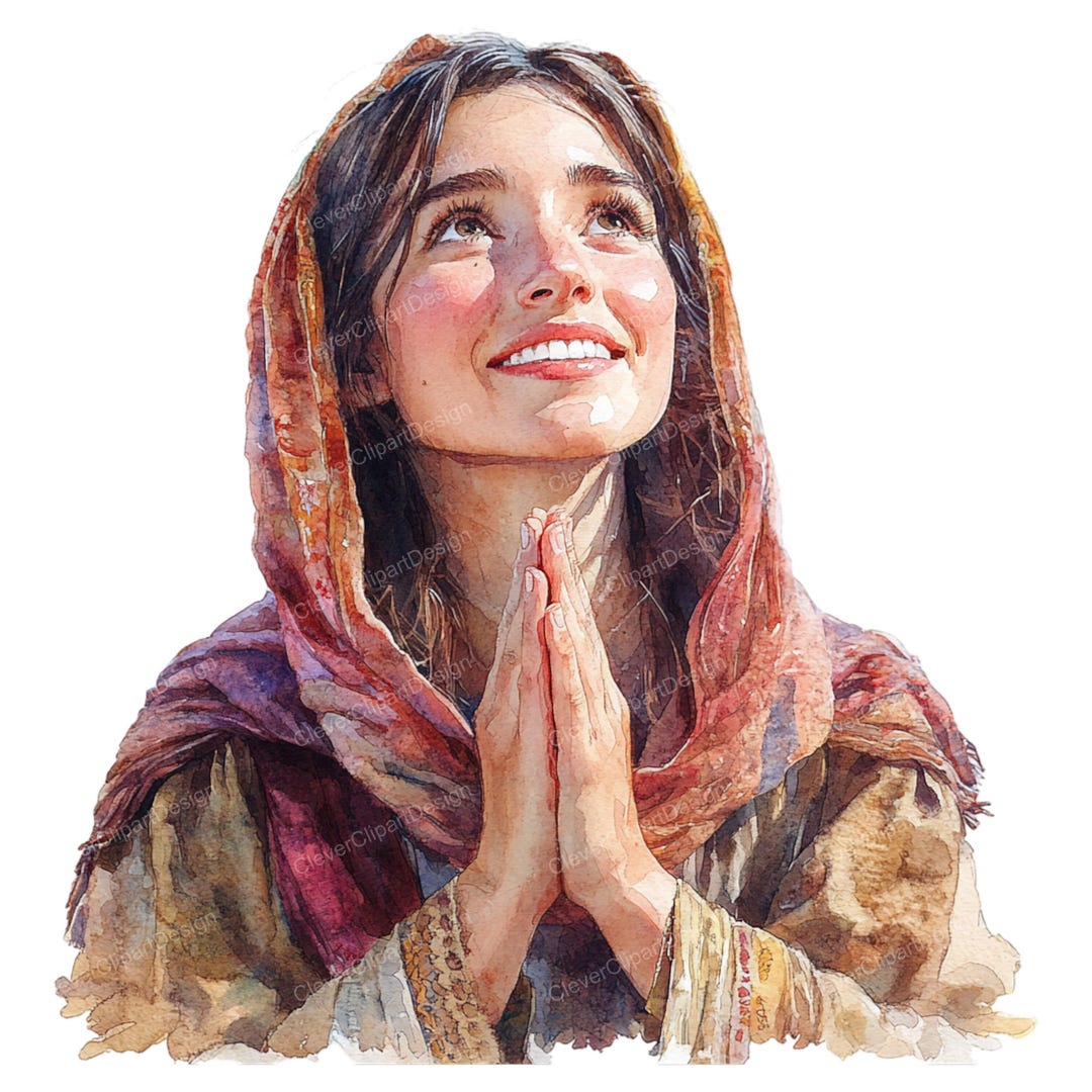 10 Biblical Woman Praying Clipart - Watercolor Religious Art (PNG/JPG ...