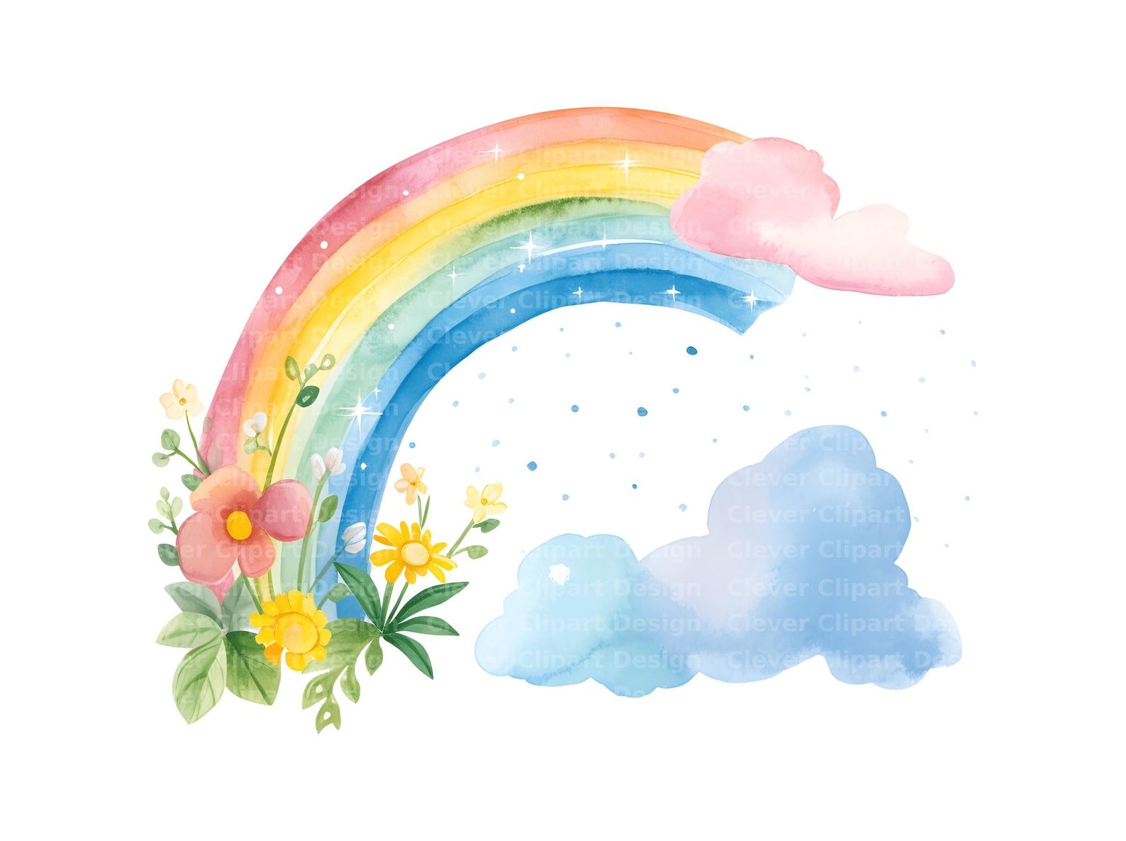 10 Cute Rainbow Clipart, Nursery Rainbow Art, Rainbow PNG Bundle ...