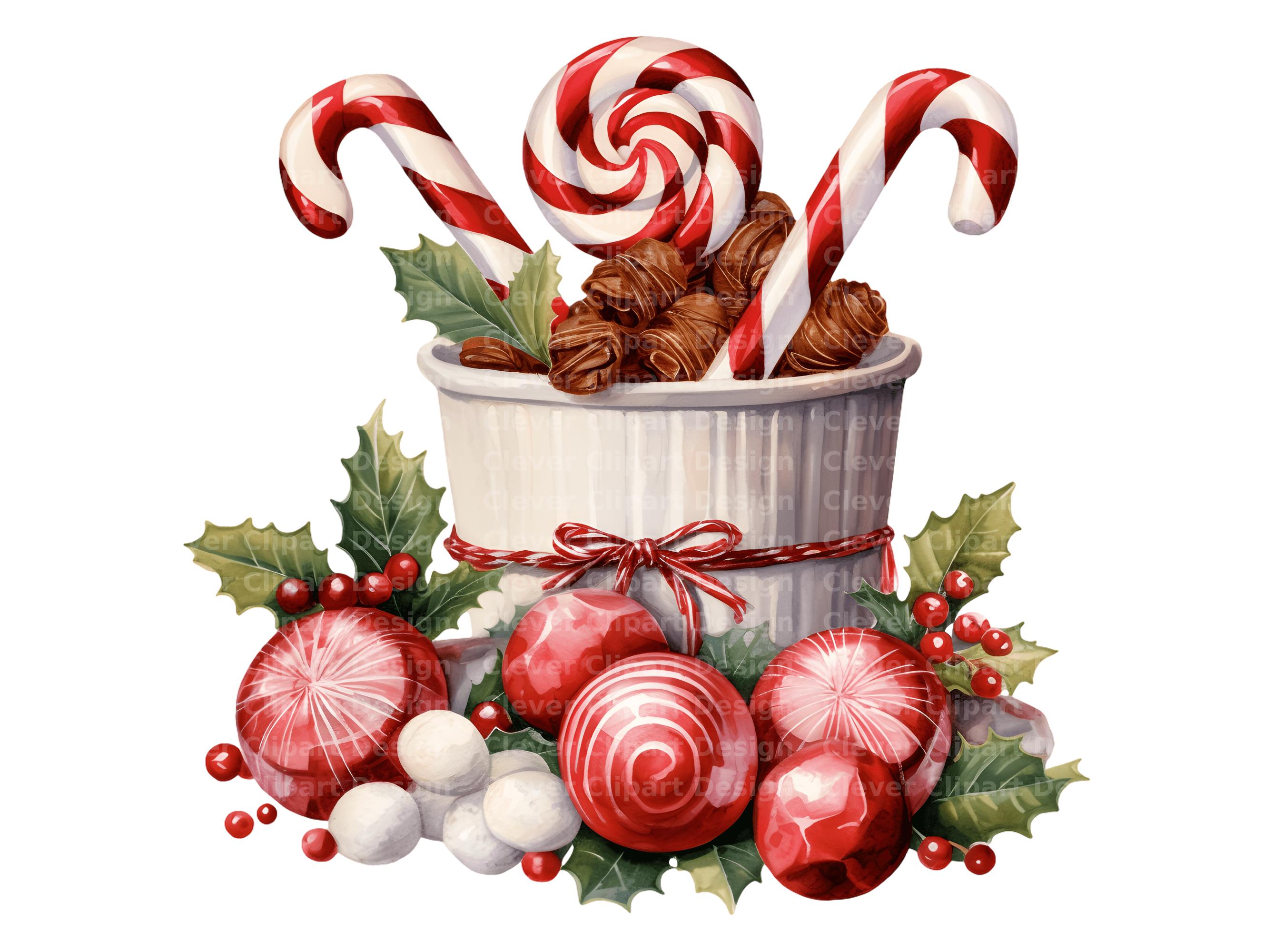 10 Candies Clipart, Christmas Candy Jar, Candies PNG Bundle, Christmas ...