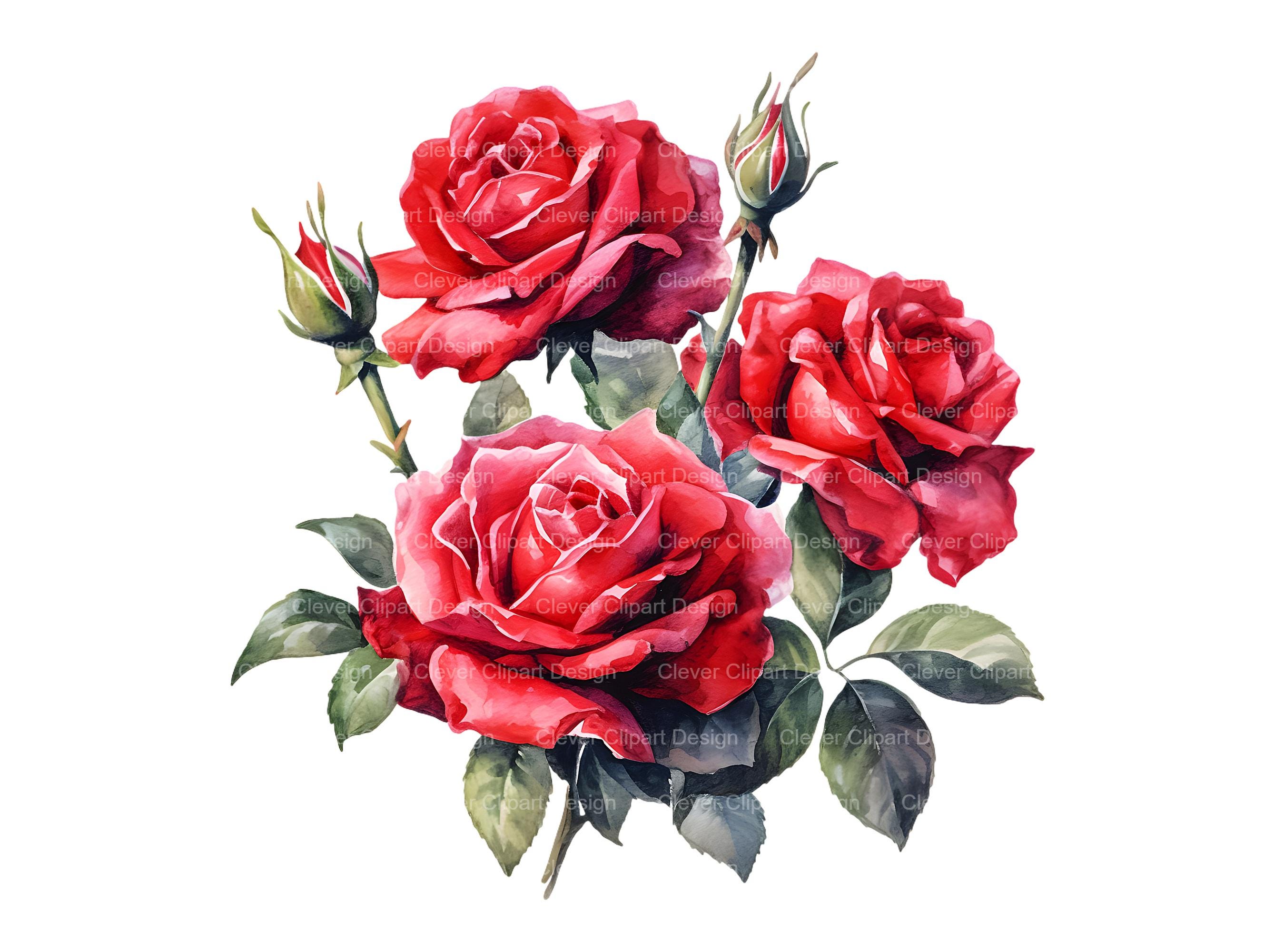 10 Red Roses Clipart, Floral Clipart, Roses Bouquet, Red Roses ...