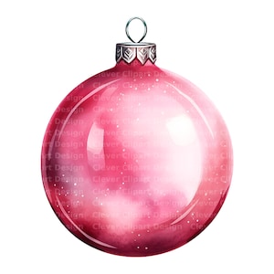 10 Vintage Christmas Bauble Clipart, Pink Bauble Clipart, Pink ...