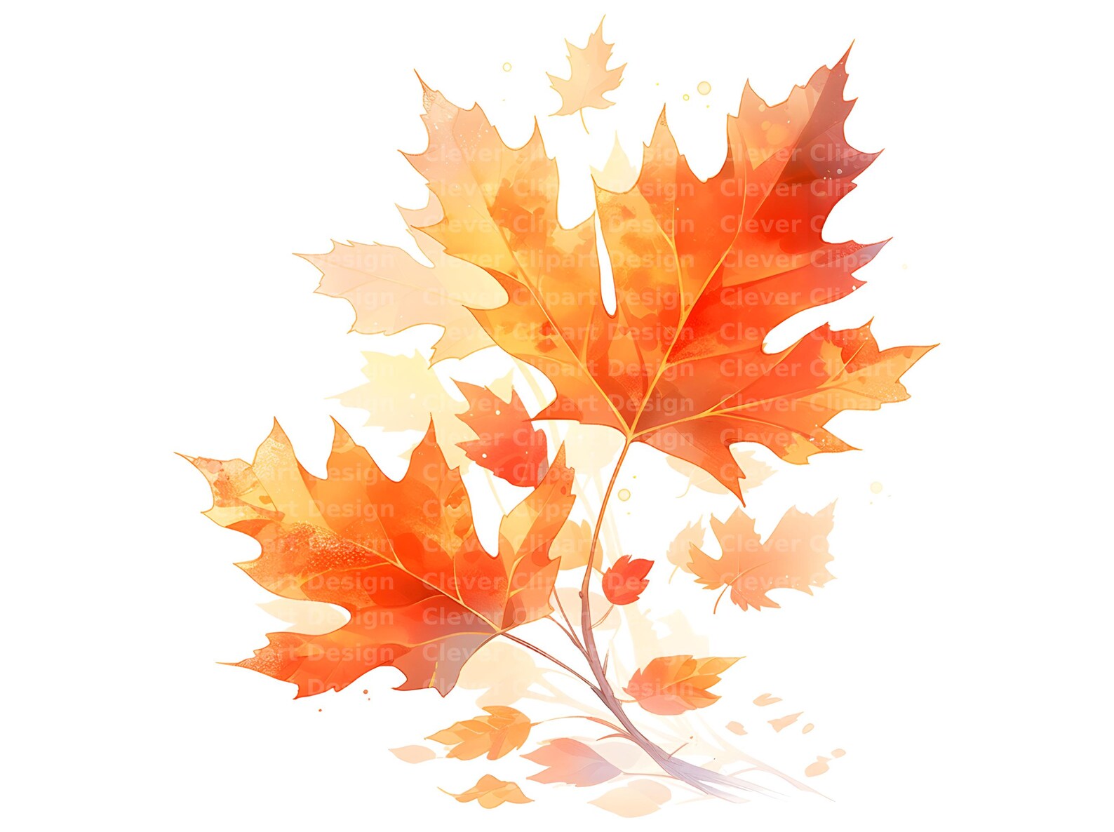 10 Autumn Leaves Clipart, Fall Leaf Clipart, Watercolor Leaf Clipart ...