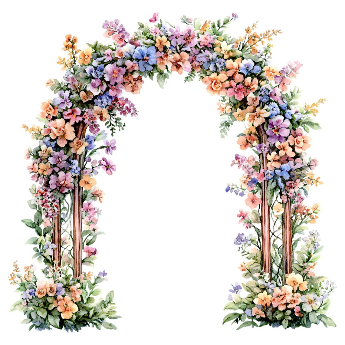 10 Floral Archway Clipart - Watercolor Wedding Arch With Flowers ...