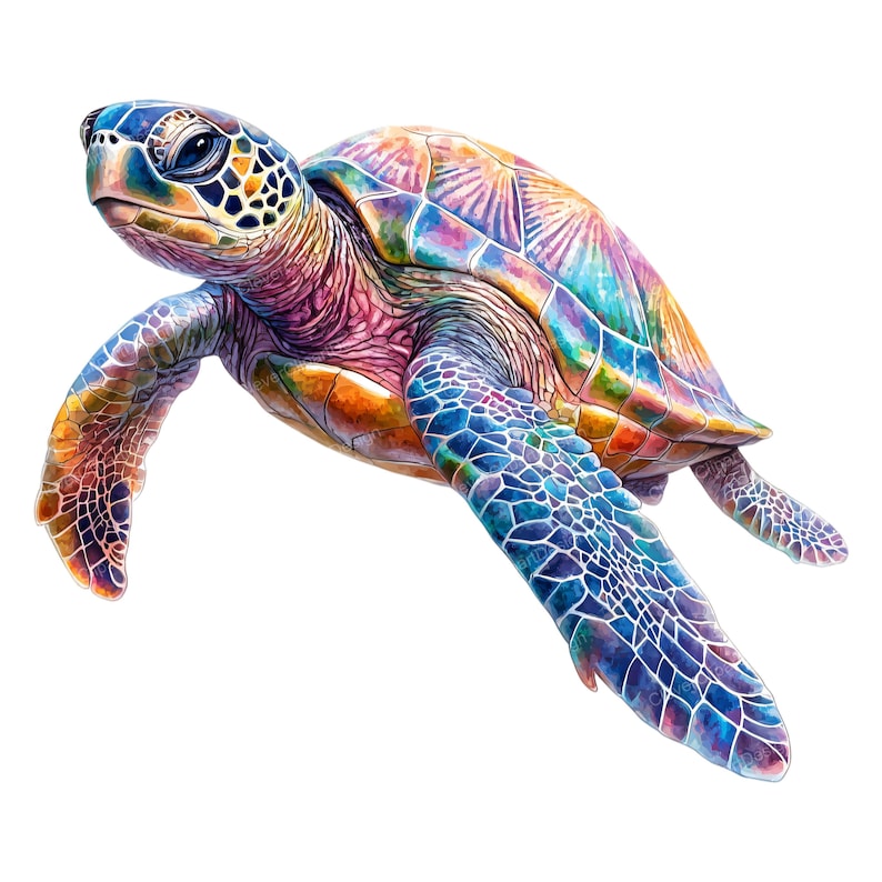 10 Watercolor Sea Turtle Clipart - Marine Life, Ocean Animal Art (PNG ...