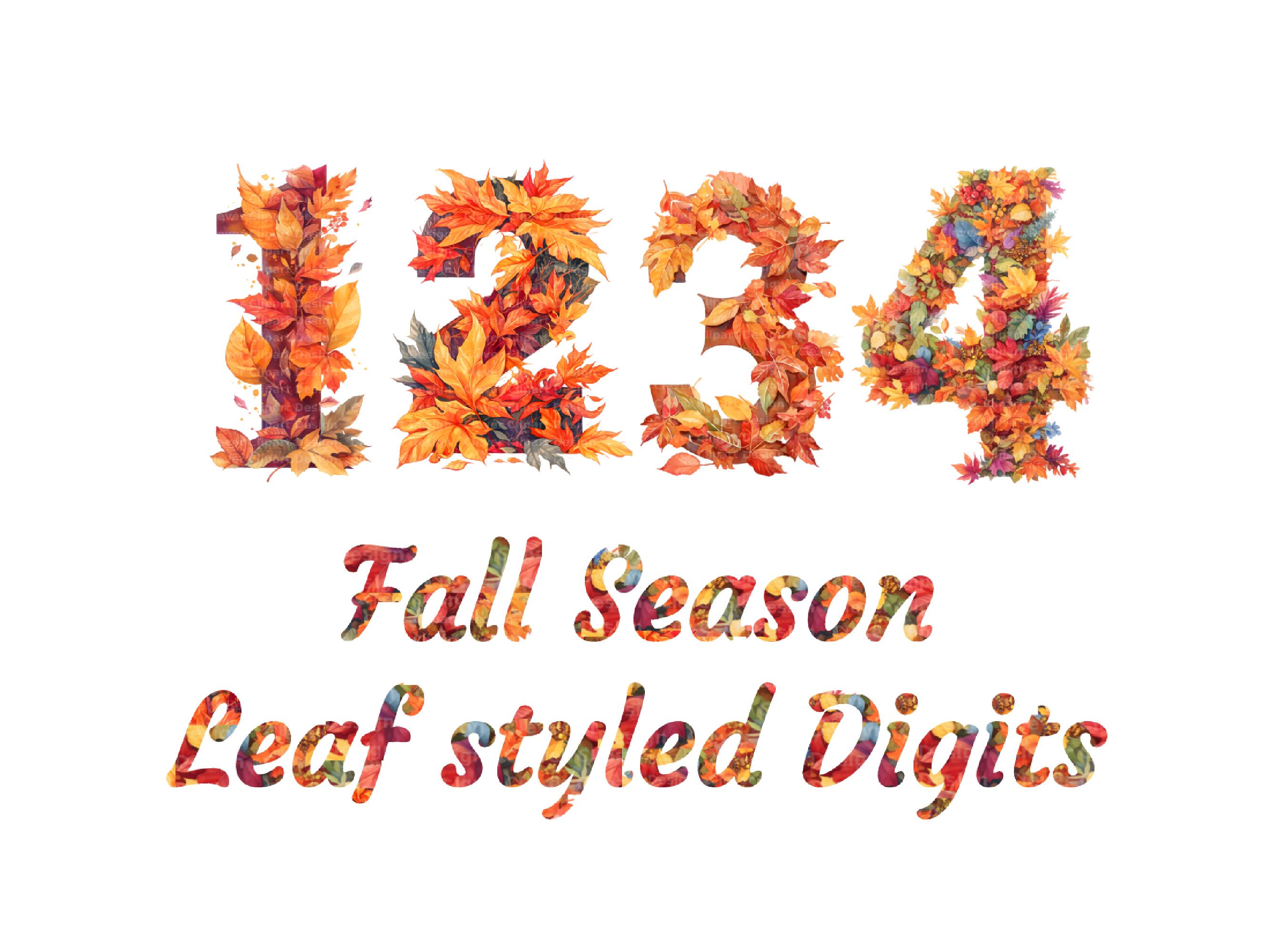 Fall Digits Clipart, Leaf Numbers PNG, Autumn Numbers, Leaf Digits PNG ...