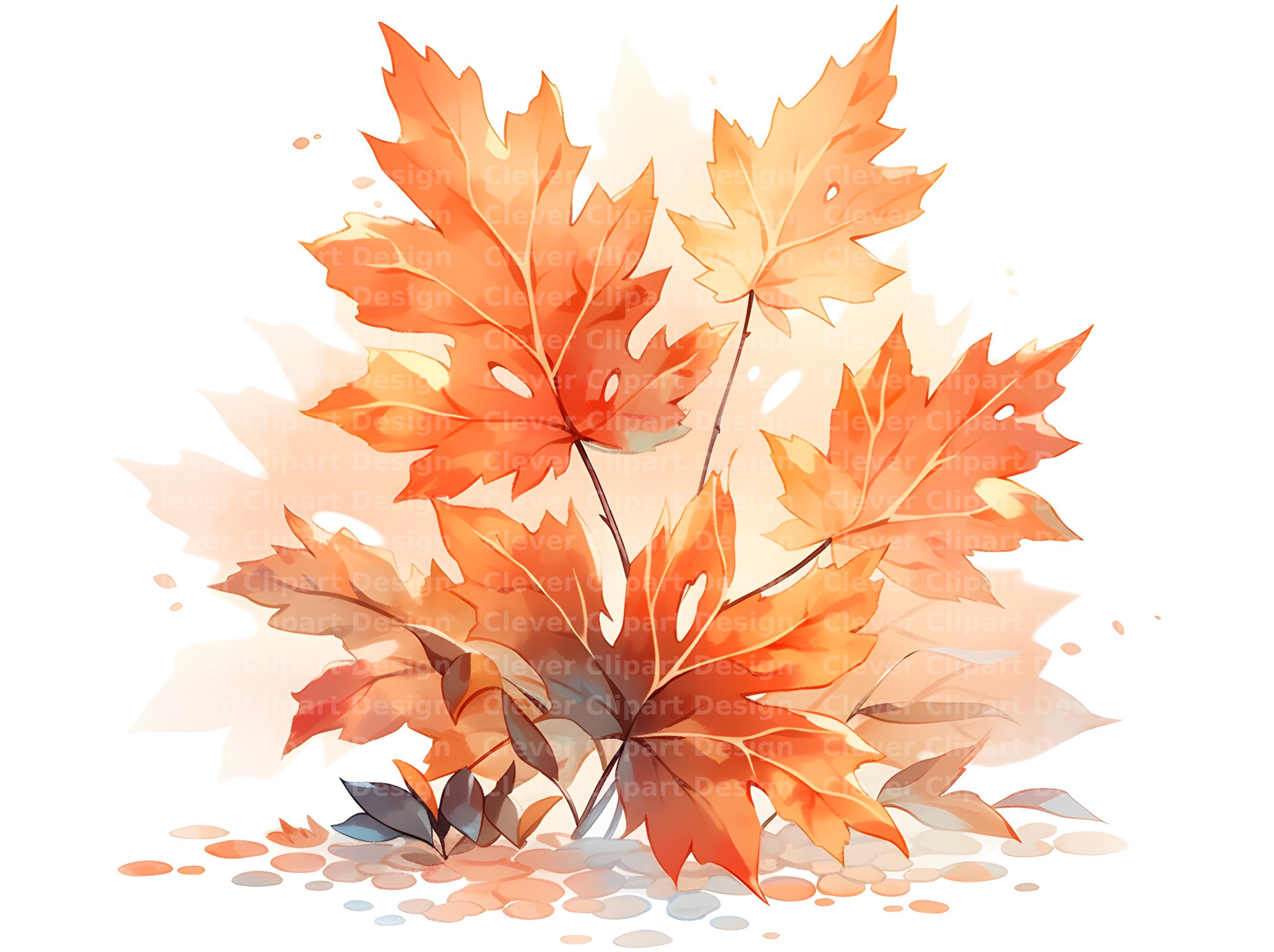 10 Autumn Leaves Clipart, Fall Leaf Clipart, Watercolor Leaf Clipart ...