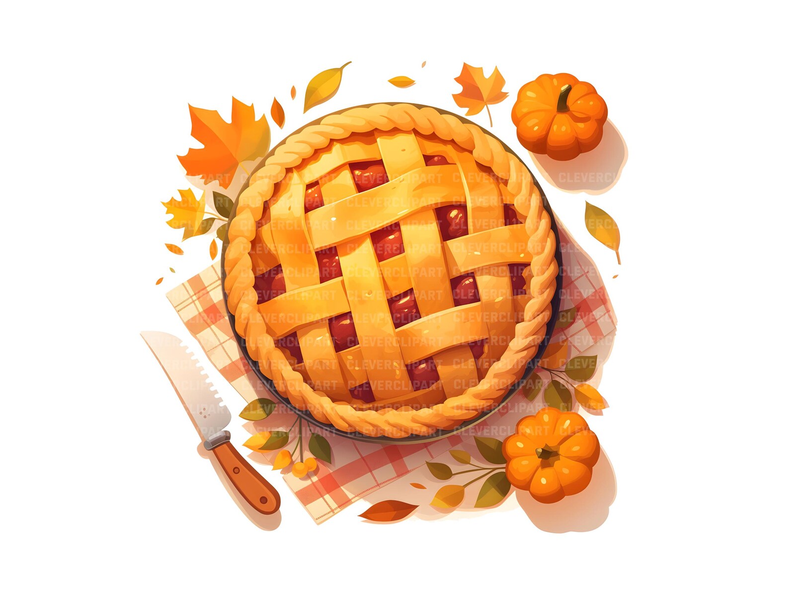 10 Pumpkin Pie Clipart - Watercolor Fall Dessert Slices, Thanksgiving ...
