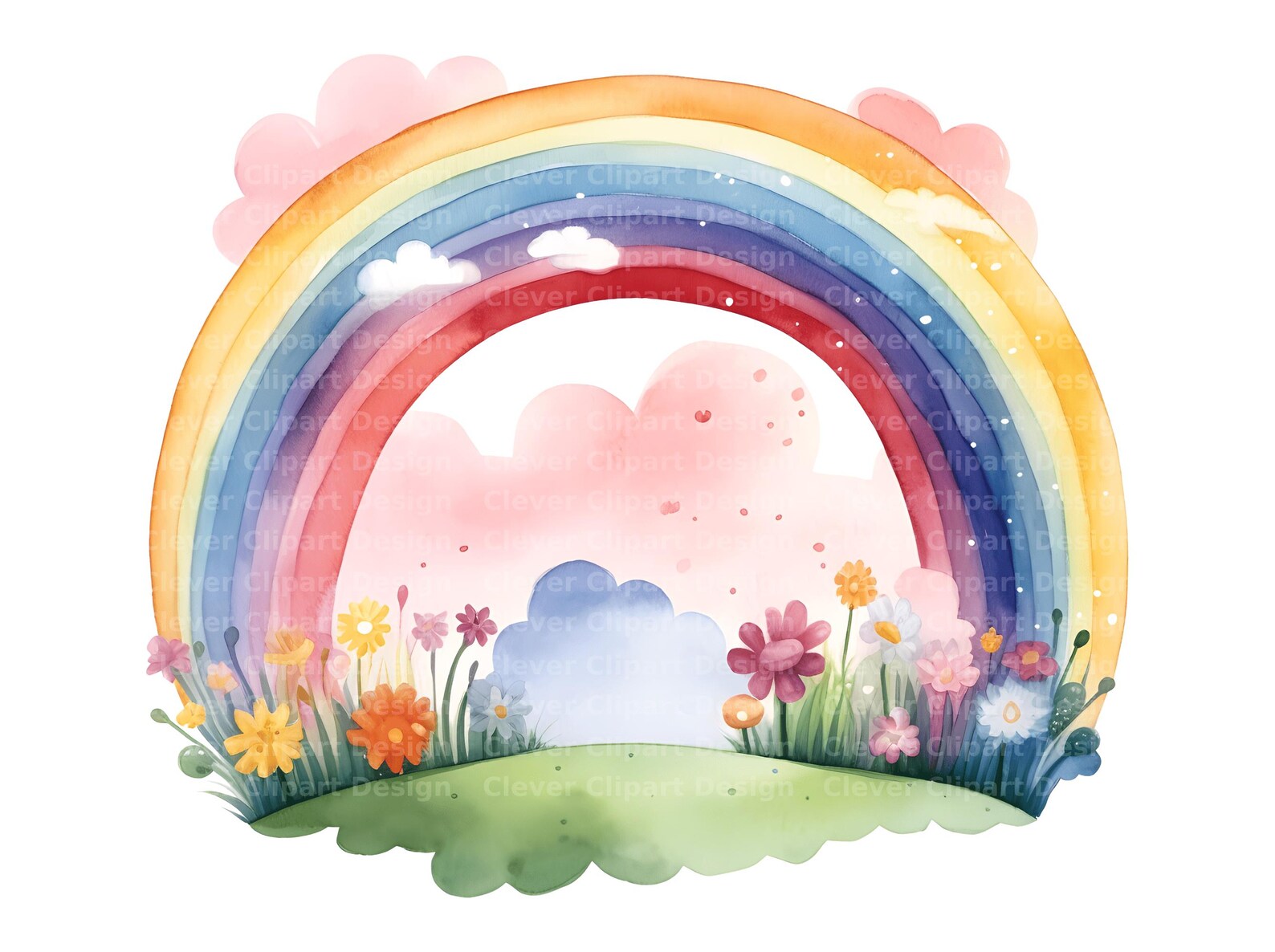 10 Cute Rainbow Clipart, Nursery Rainbow Art, Rainbow PNG Bundle ...