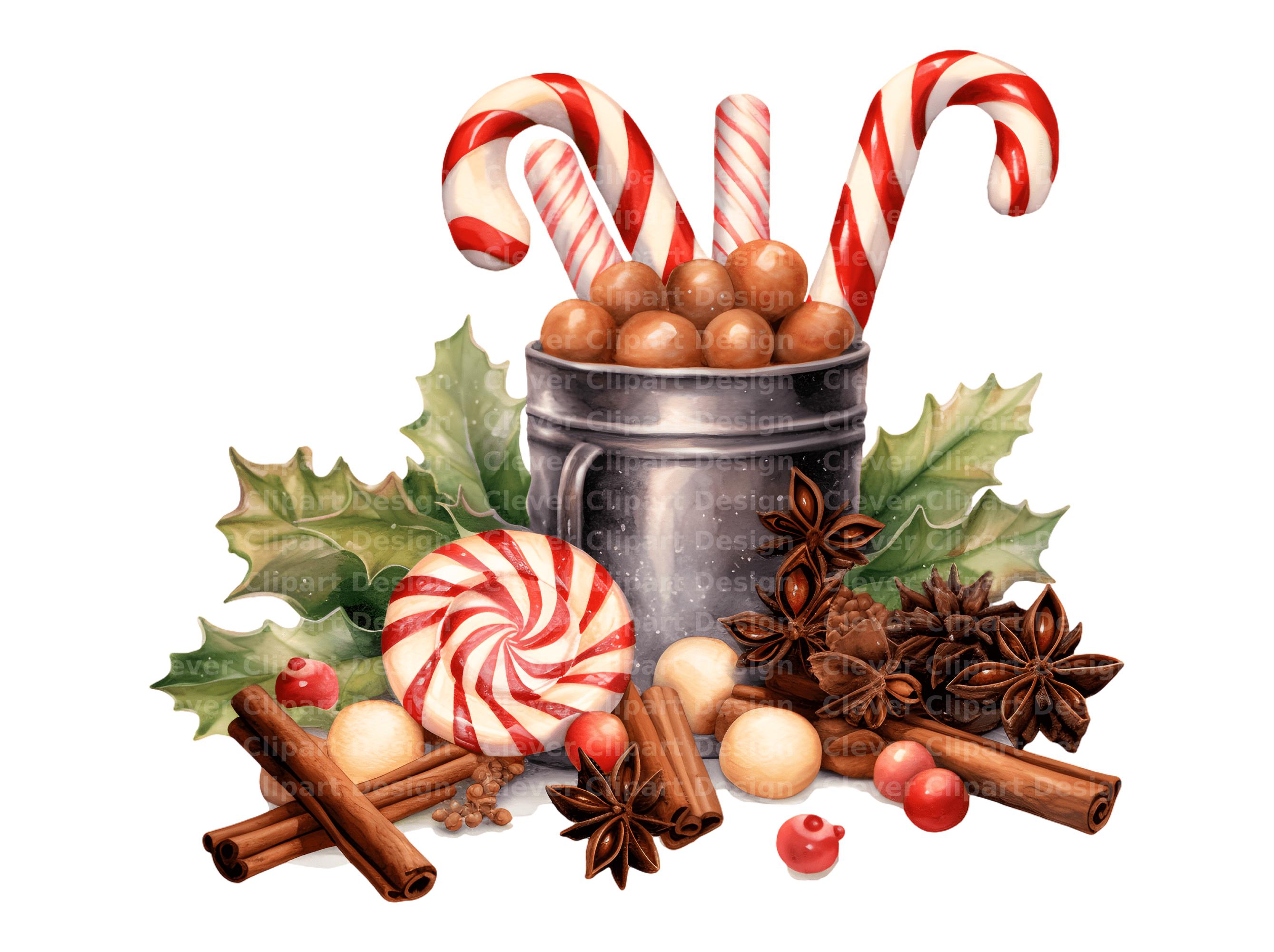 10 Candies Clipart, Christmas Candy Jar, Candies PNG Bundle, Christmas ...