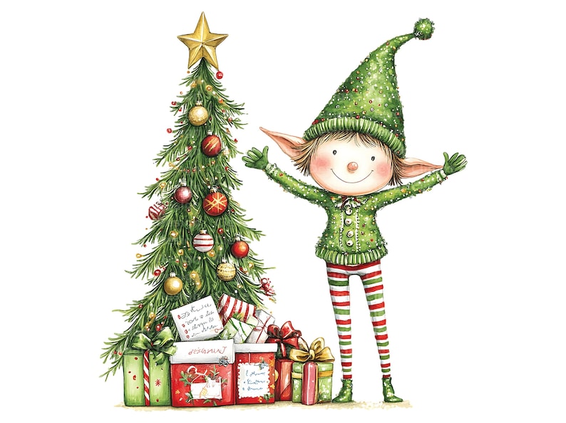 10 Whimsical Christmas Elf Clipart - Quirky Elf Clip Art Set (PNG/JPG ...