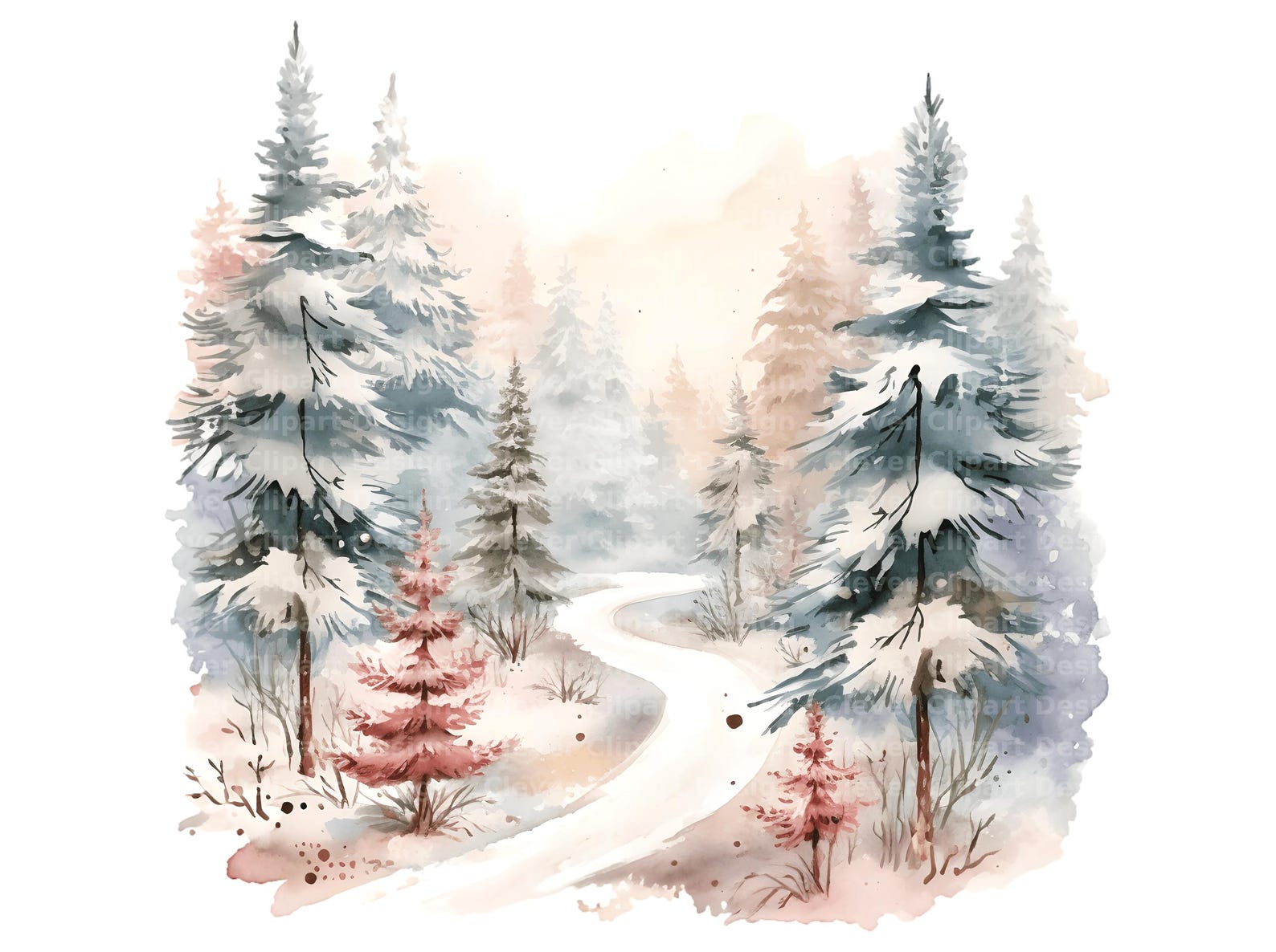 10 Winter Trees Clipart, Winter Forest PNG, Winter Forest Scene, Winter ...