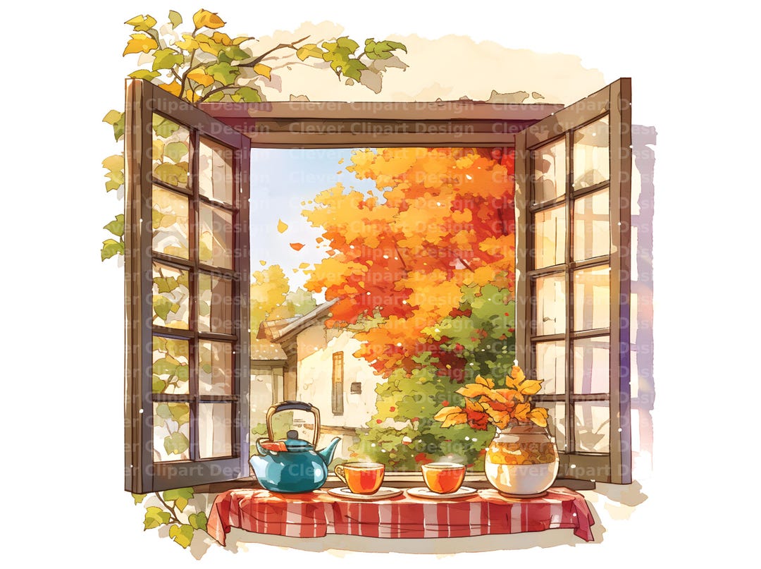 10 Autumn Window Clipart, Fall Window Clipart, Autumn Window PNG, Fall ...