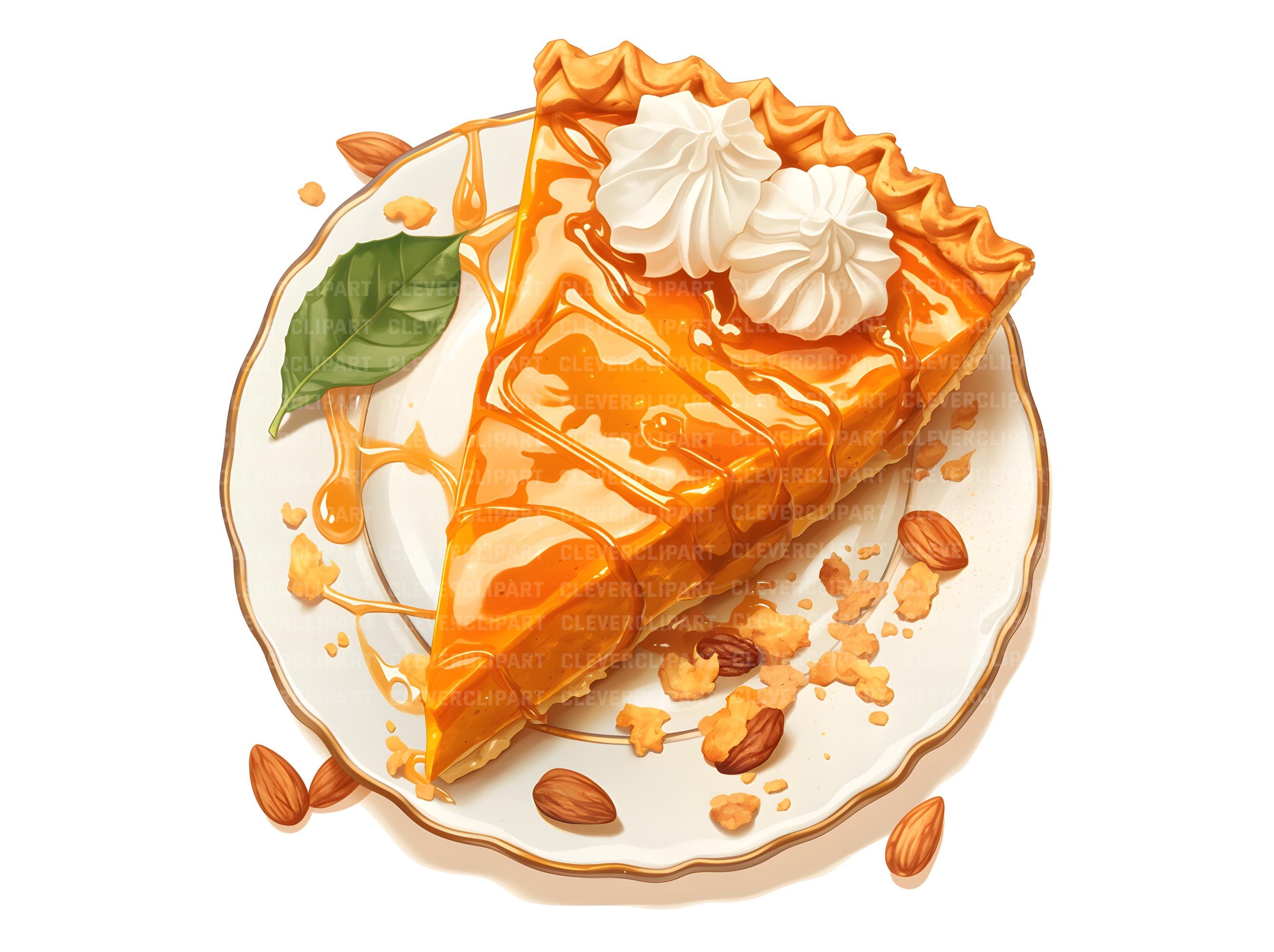 10 Pumpkin Pie Clipart - Watercolor Fall Dessert Slices, Thanksgiving ...