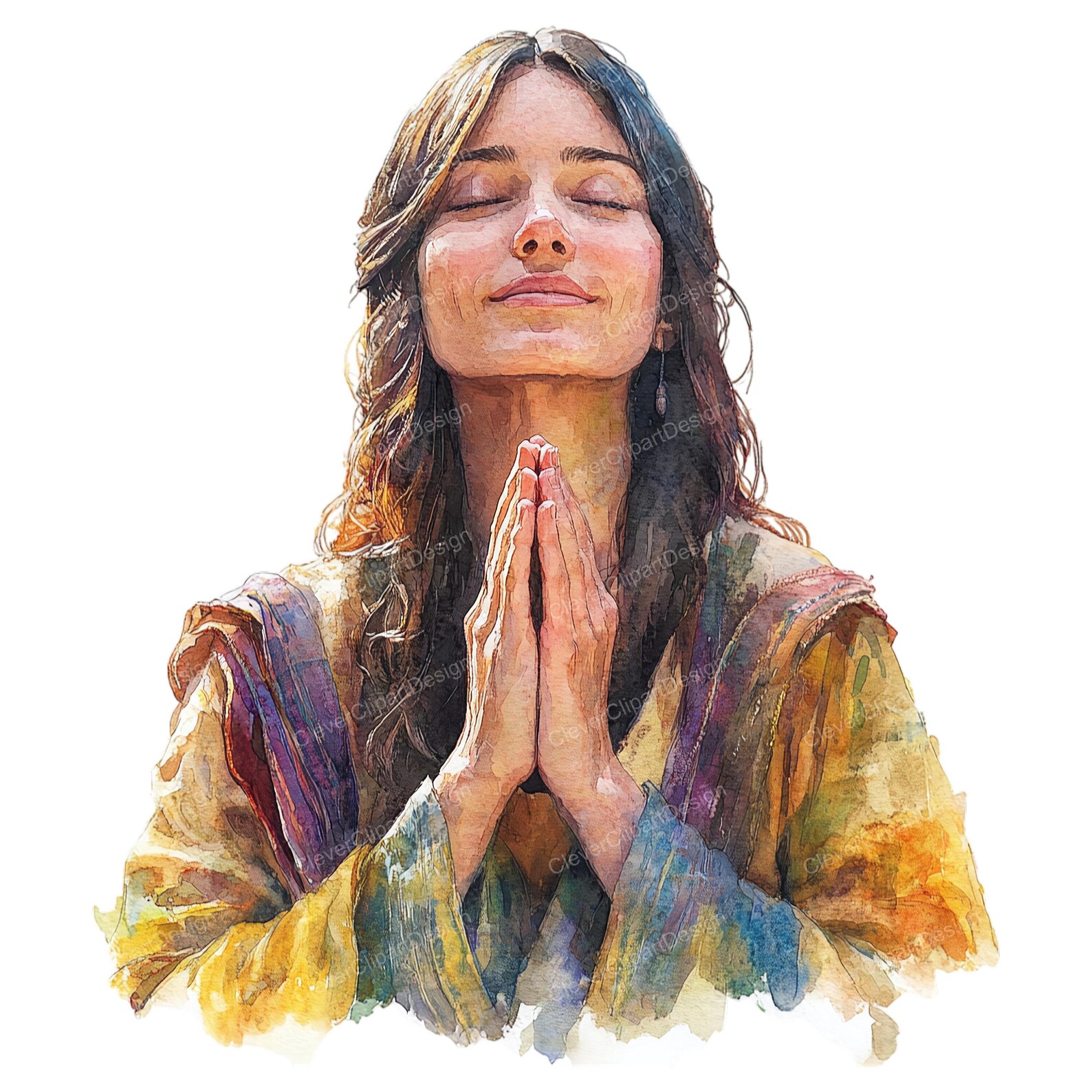 10 Biblical Woman Praying Clipart - Watercolor Religious Art (PNG/JPG ...