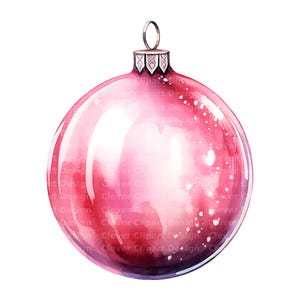 10 Vintage Christmas Bauble Clipart, Pink Bauble Clipart, Pink ...