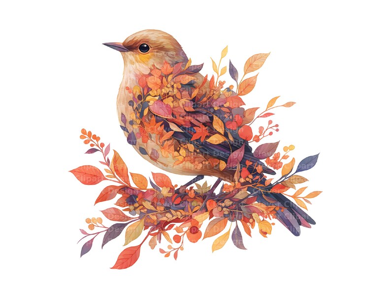 10 Autumn Bird Clipart, Fall Bird Clipart, Leaf Bird PNG, Bird PNG ...