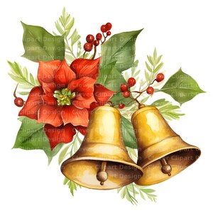 10 Christmas Bells Clipart, Golden Bells Clipart, Bells PNG, Bells ...