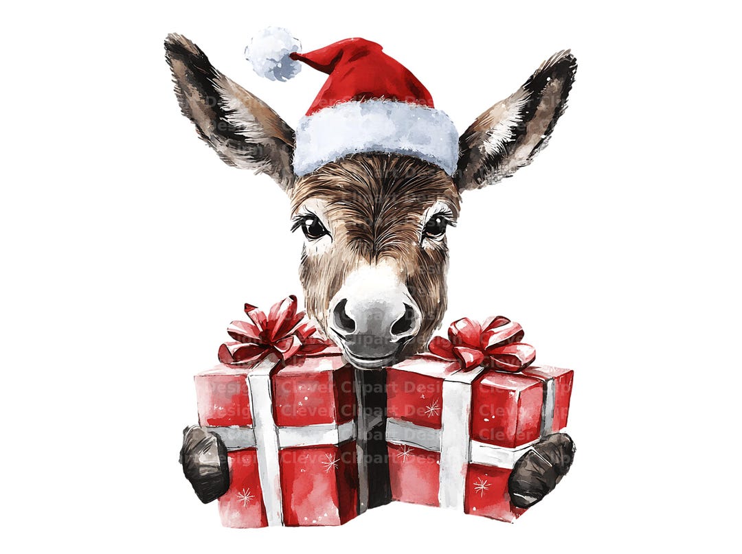 10 Christmas Donkey Clipart - Festive Donkey PNG Bundle - Etsy