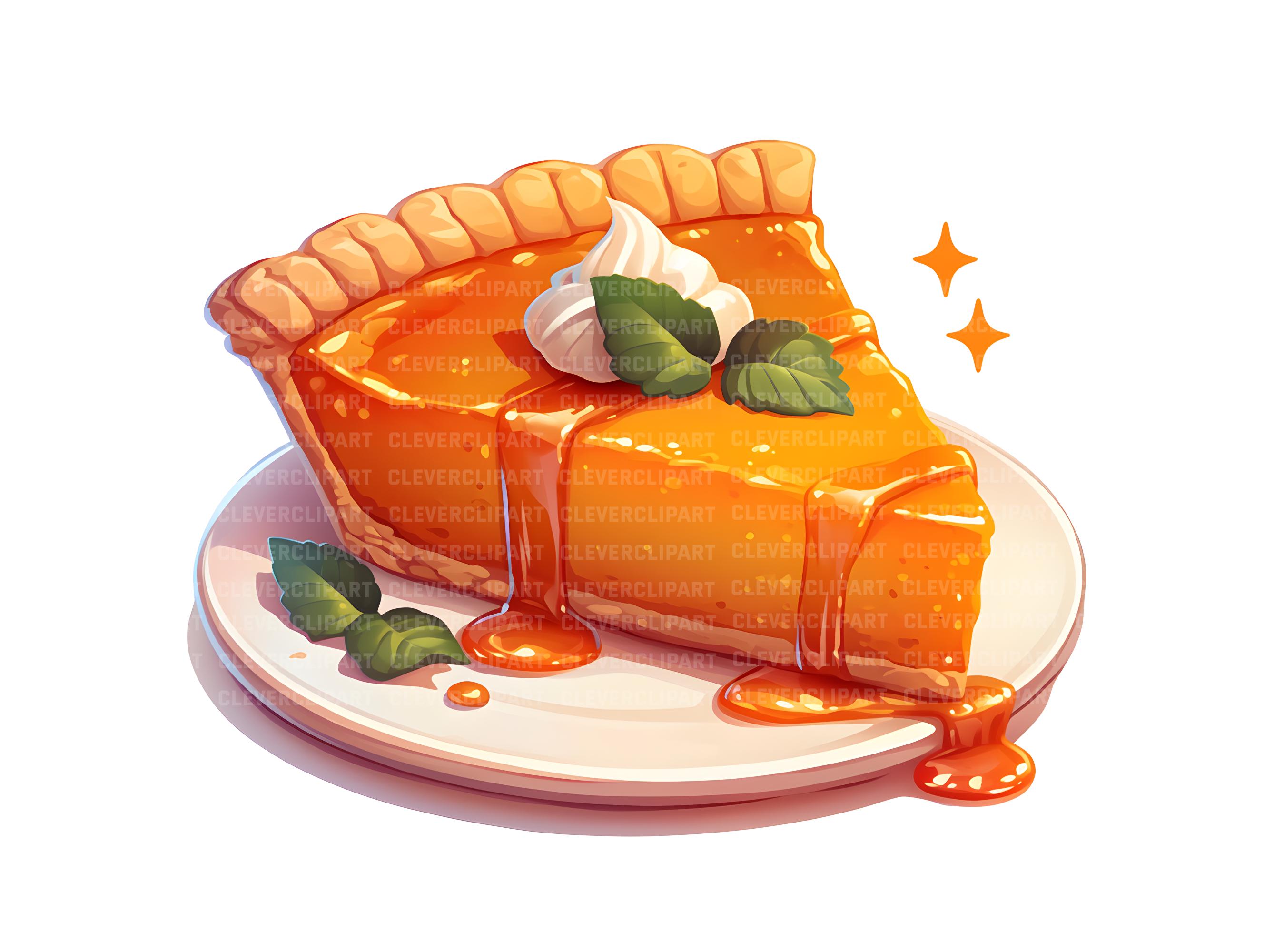 10 Pumpkin Pie Clipart - Watercolor Fall Dessert Slices, Thanksgiving ...