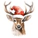 10 Christmas Deer Clipart, Deer With Santa Hat, Raindeer Clipart ...