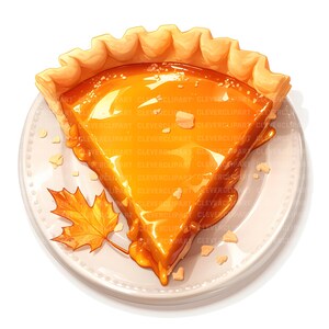 10 Pumpkin Pie Clipart - Watercolor Fall Dessert Slices, Thanksgiving ...