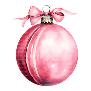 10 Vintage Christmas Bauble Clipart, Pink Bauble Clipart, Pink ...
