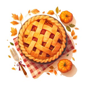 10 Pumpkin Pie Clipart - Watercolor Fall Dessert Slices, Thanksgiving ...