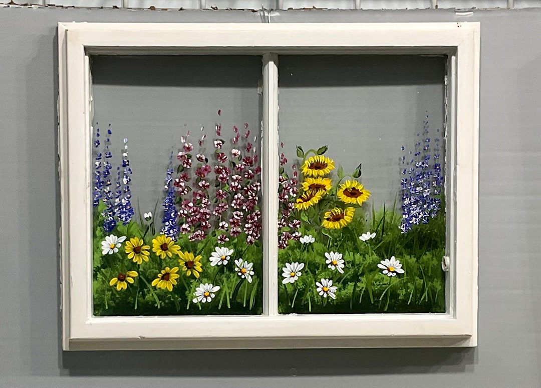 Summer Garden Vintage Window Painting - Etsy
