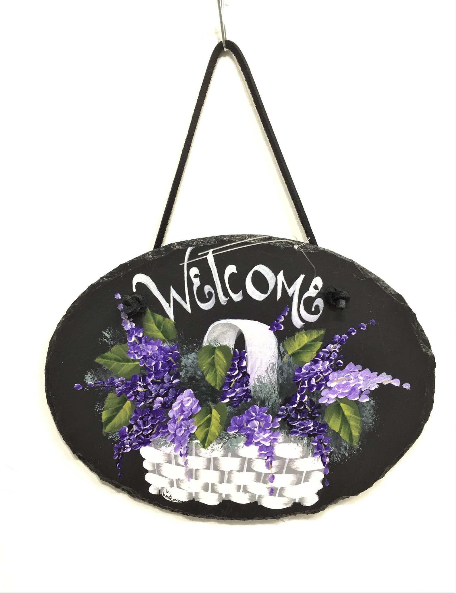 Slate Welcome Sign Slate Basket Lilacs - Etsy