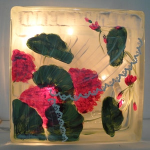 Curtain Geranium Light Glass Block Light Lamp Night Light - Etsy