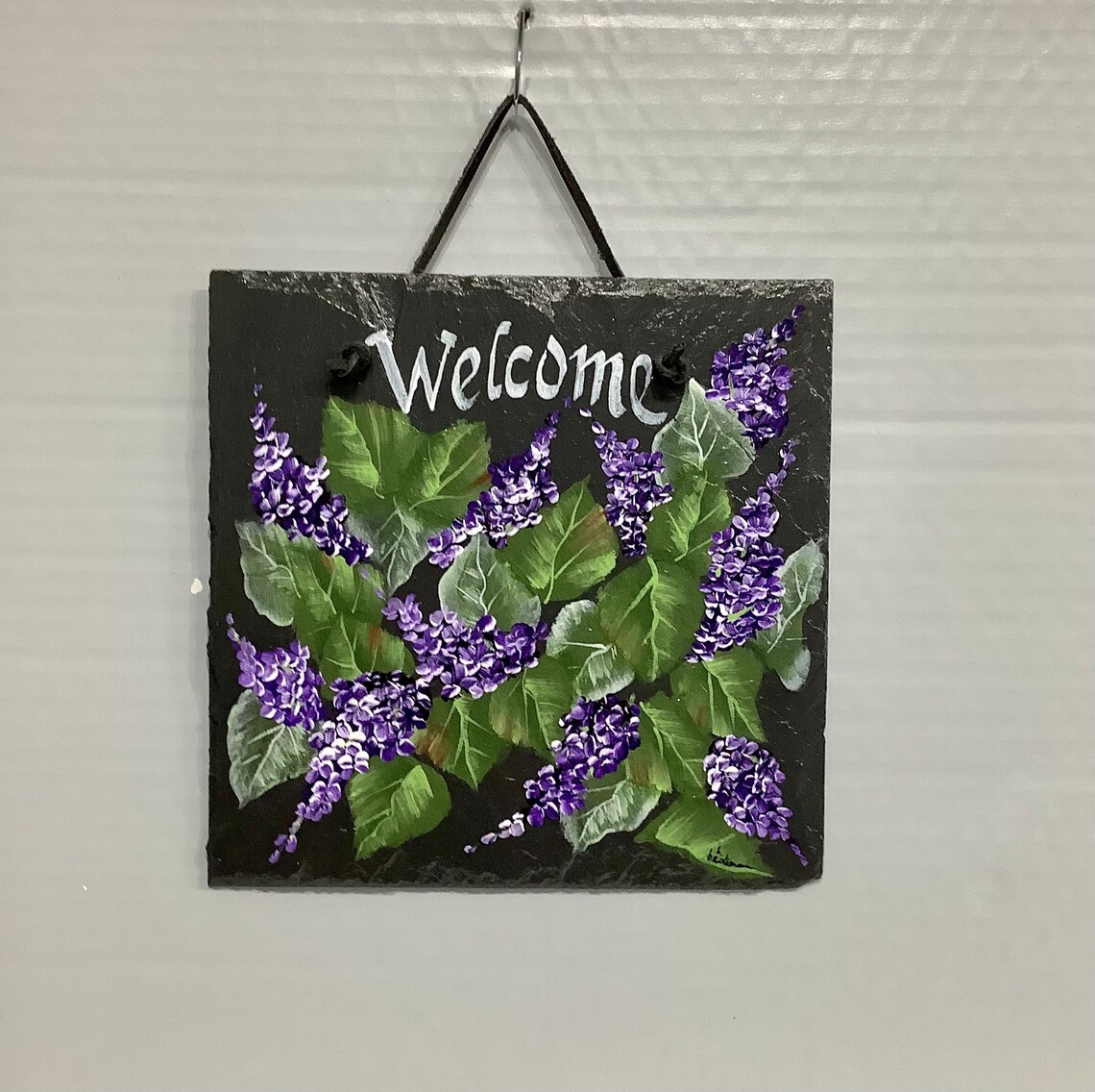 Slate Lilac Welcome Sign Wall Hanging - Etsy