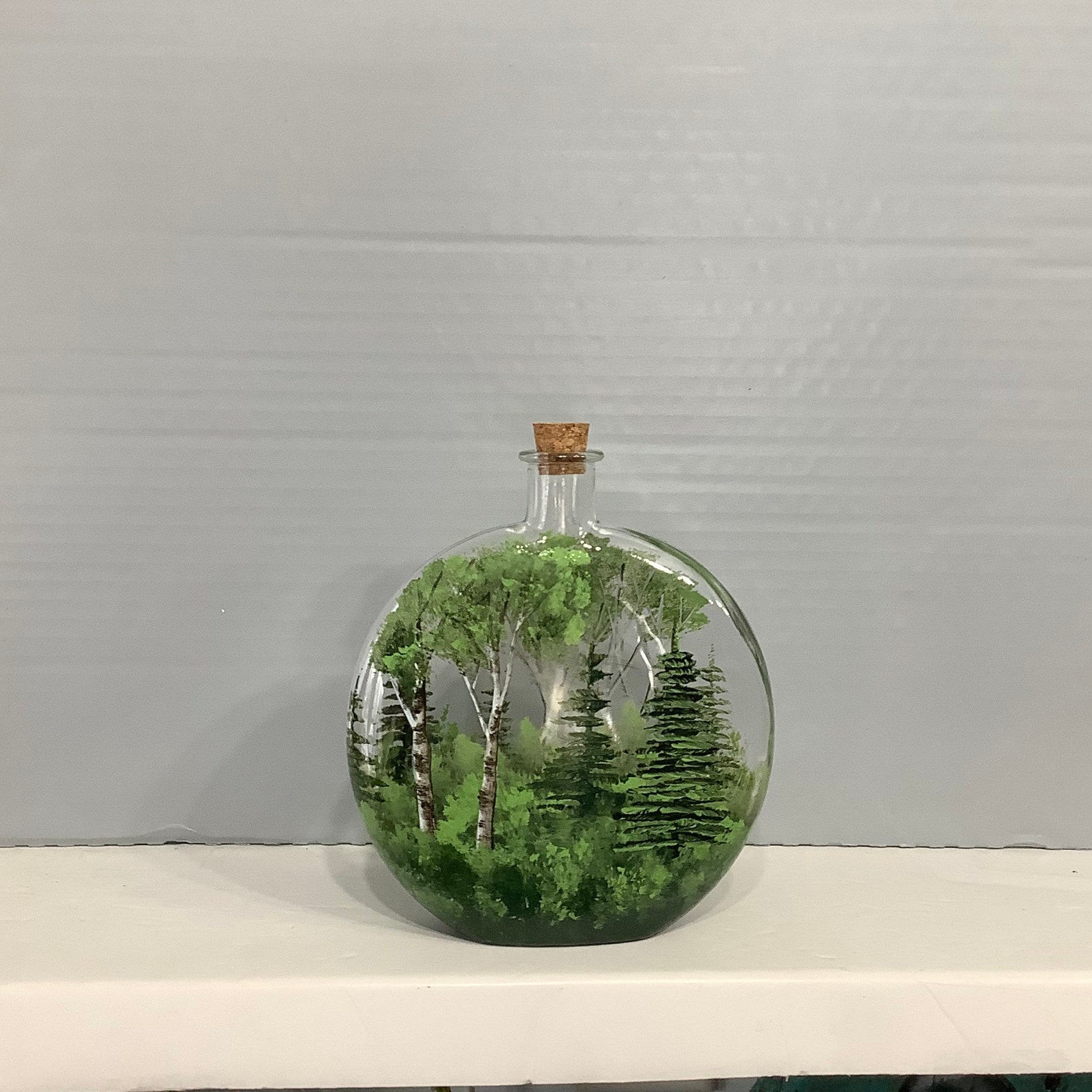 Bottle Light Hand Painted Glass Forest - Etsy