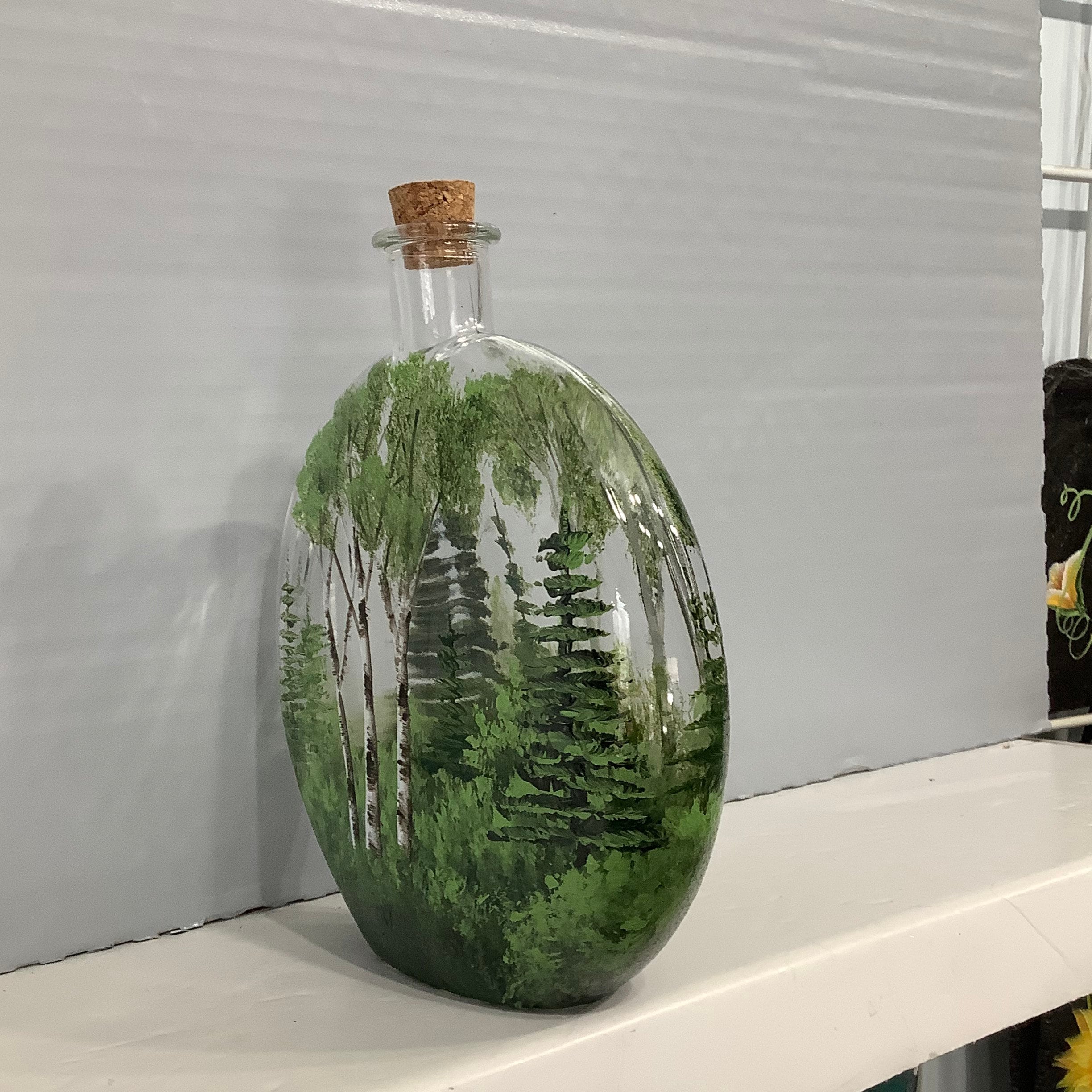 Bottle Light Hand Painted Glass Forest - Etsy