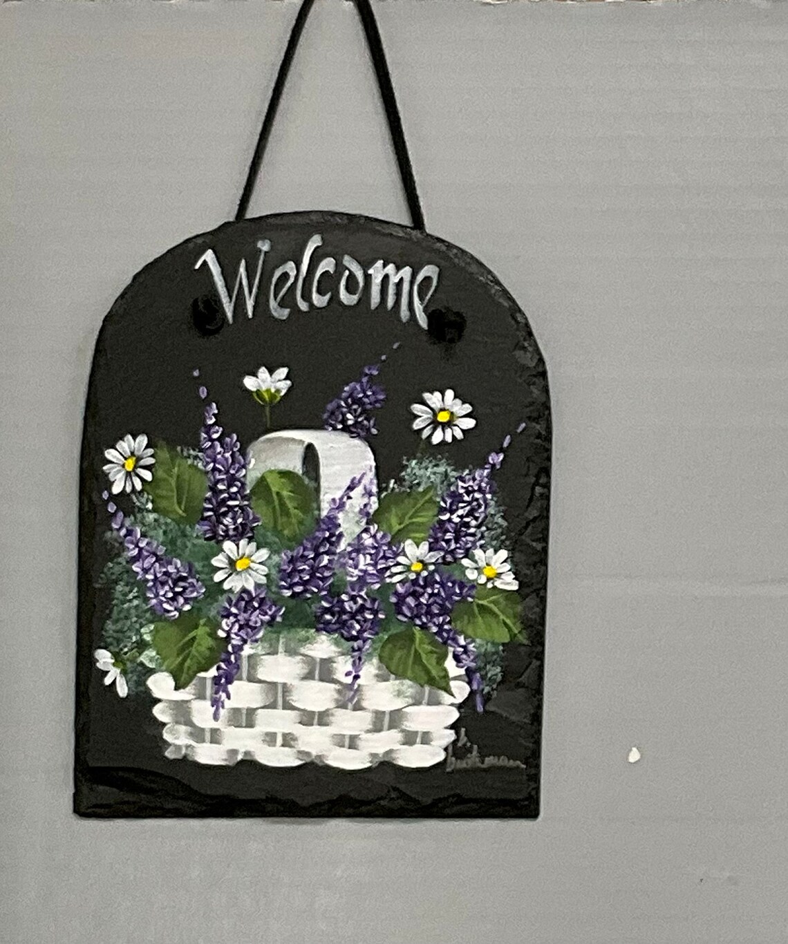 Slate Welcome Sign Slate Basket Lilacs - Etsy