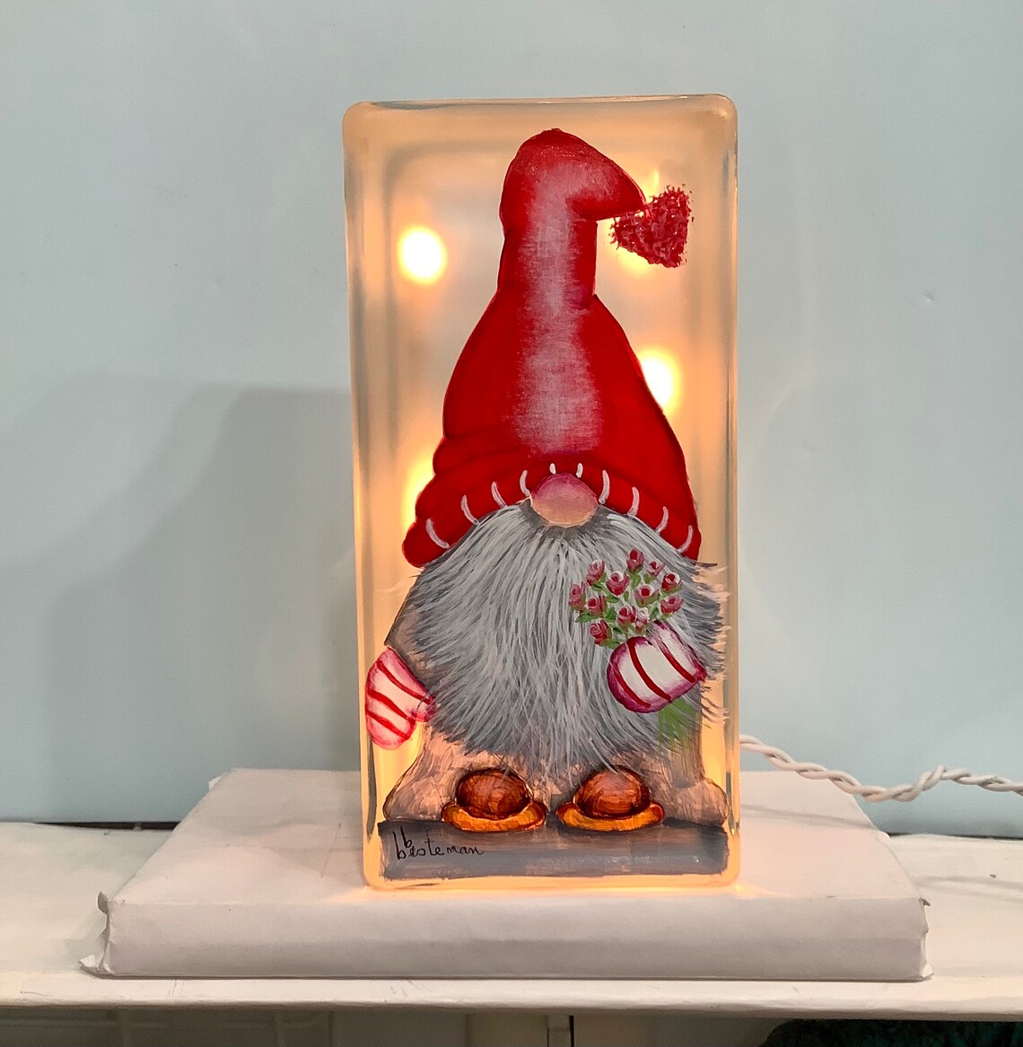 Glass Block Night Light Lamp Gnome - Etsy