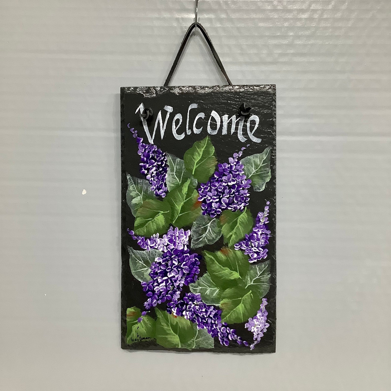 Slate Lilac Welcome Sign Wall Hanging - Etsy