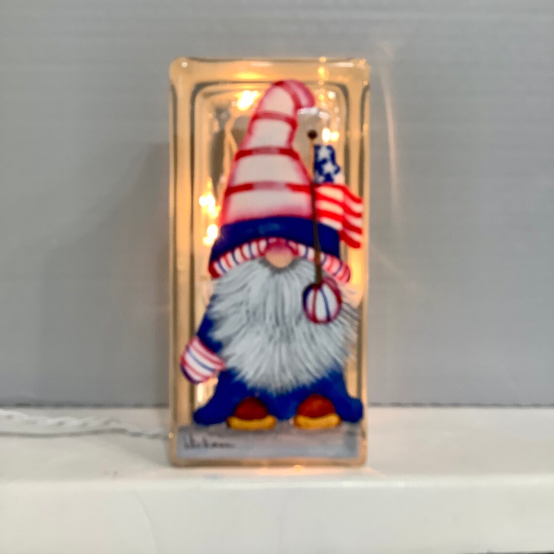 Summer Gnome and 4th July Night Light Glass Block Light - Etsy
