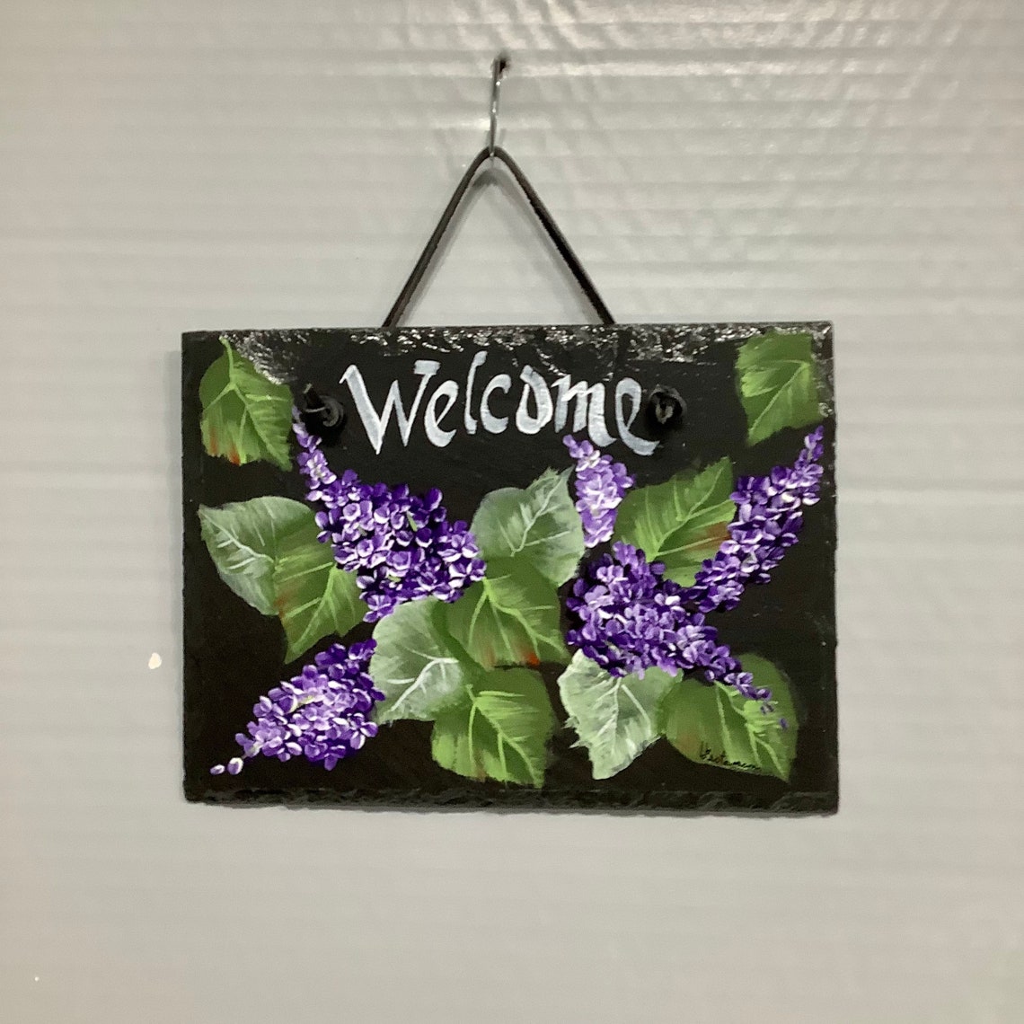 Slate Lilac Welcome Sign Wall Hanging - Etsy