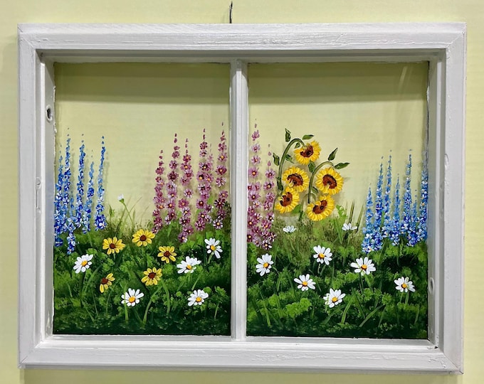 Summer Garden Vintage Window Painting - Etsy