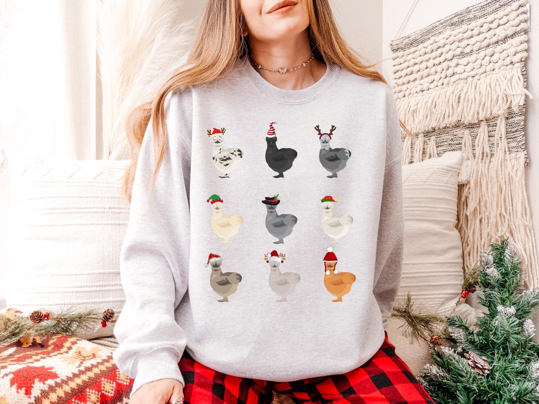 Silkie Christmas Chicken Sweatshirt - Cute Holiday Sweater With ...