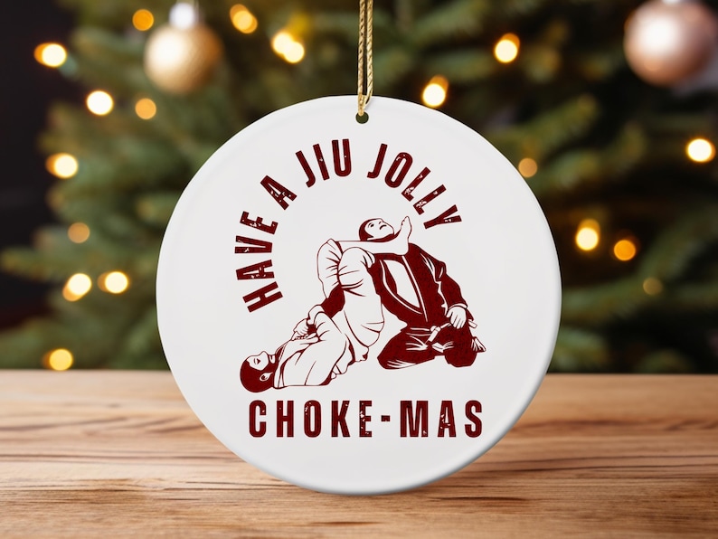 Christmas Jiu Jitsu Ornament Matte Ceramic Ornament Black Belt Gift ...