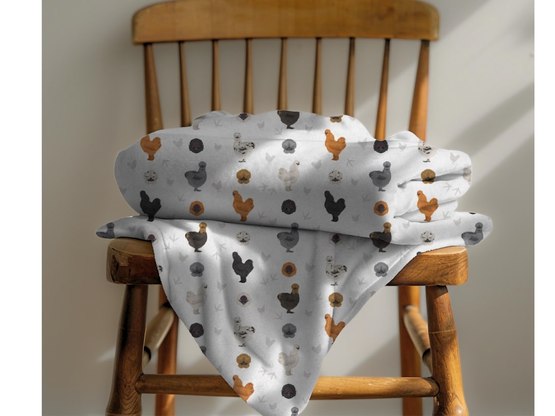 Silkie Chickens Throw Blanket Soft Minky Throw With Silkie Design ...