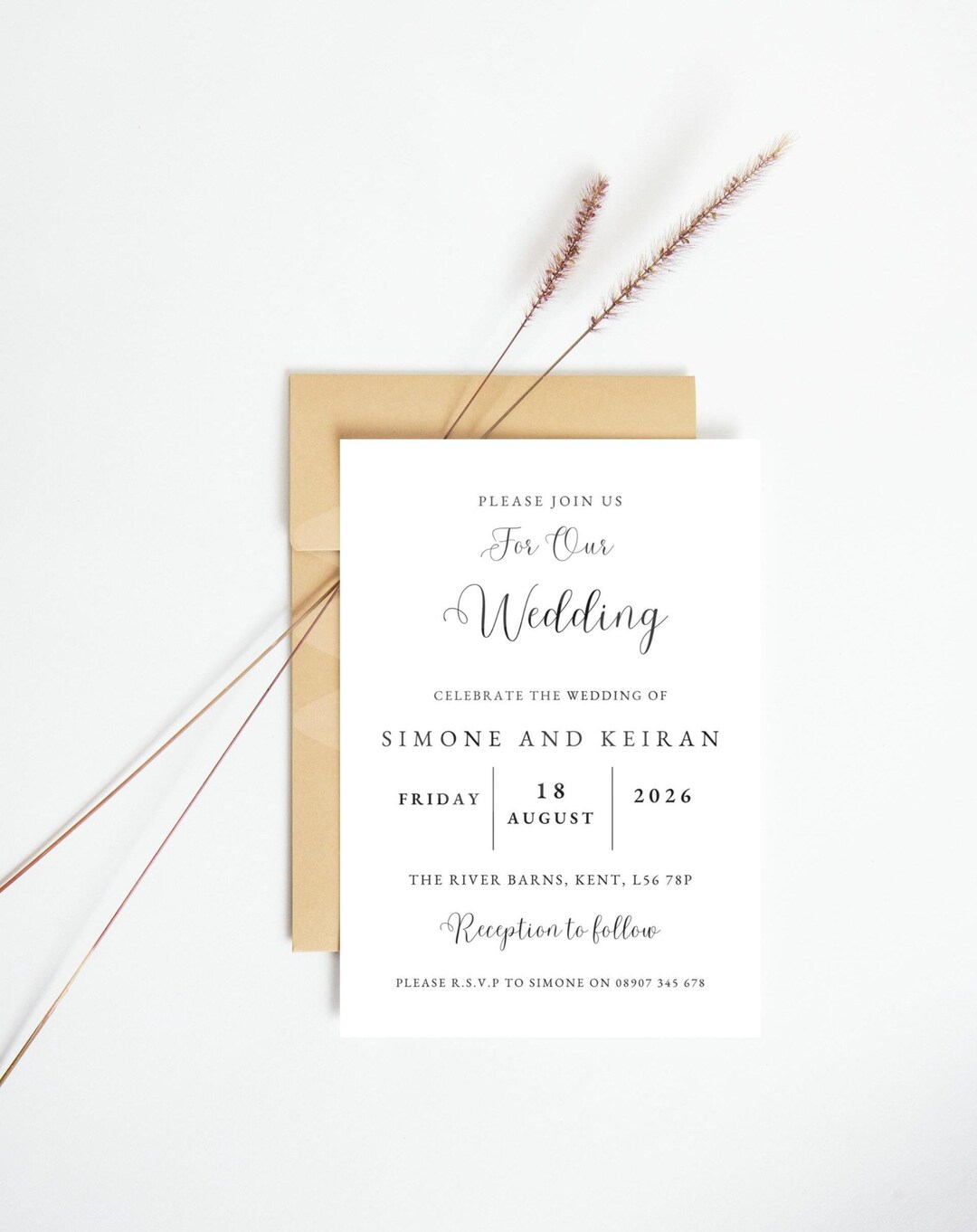 Minimalist Wedding Invitation, Wedding Invite, Instant Download ...