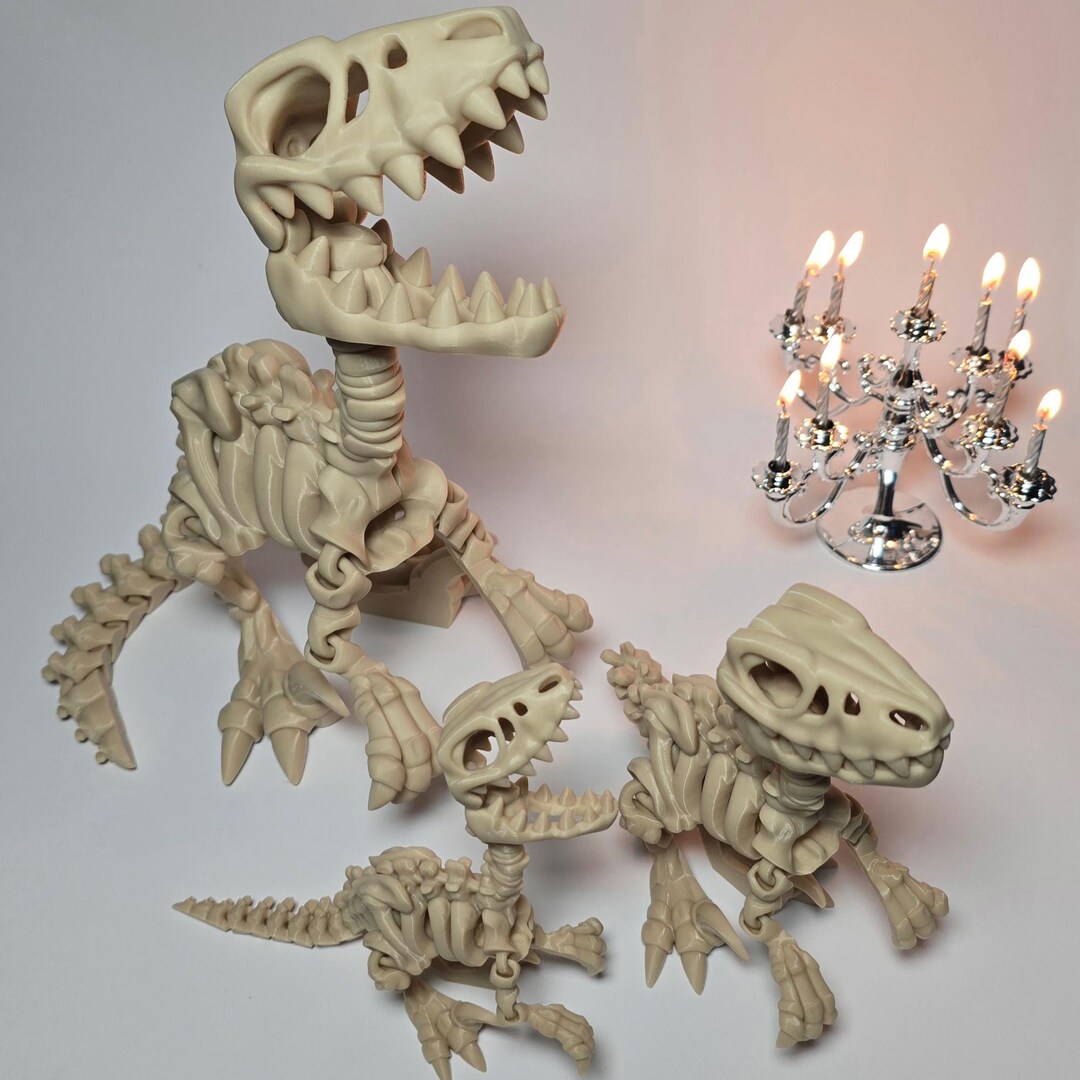 3D Printed Velociraptor Skeleton - Raptor Figure With Claws, Pack ...
