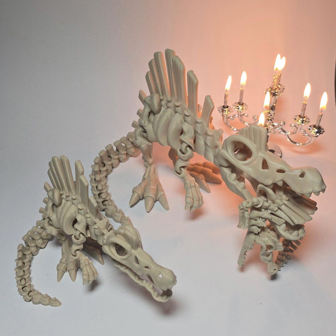 3D Printed Spinosaurus Skeleton Model -posable Sailback Dinosaur ...