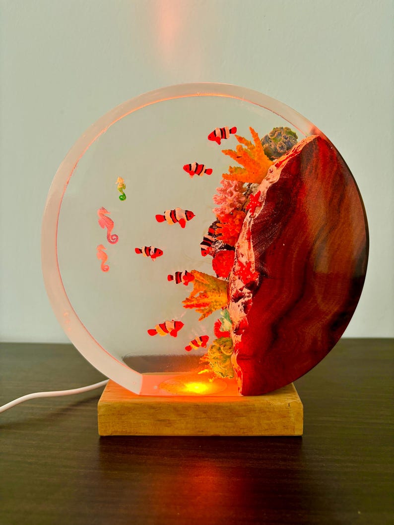 Oceanic Epoxy Resin Night Light Captivating Marine Life Décor, Lamp ...