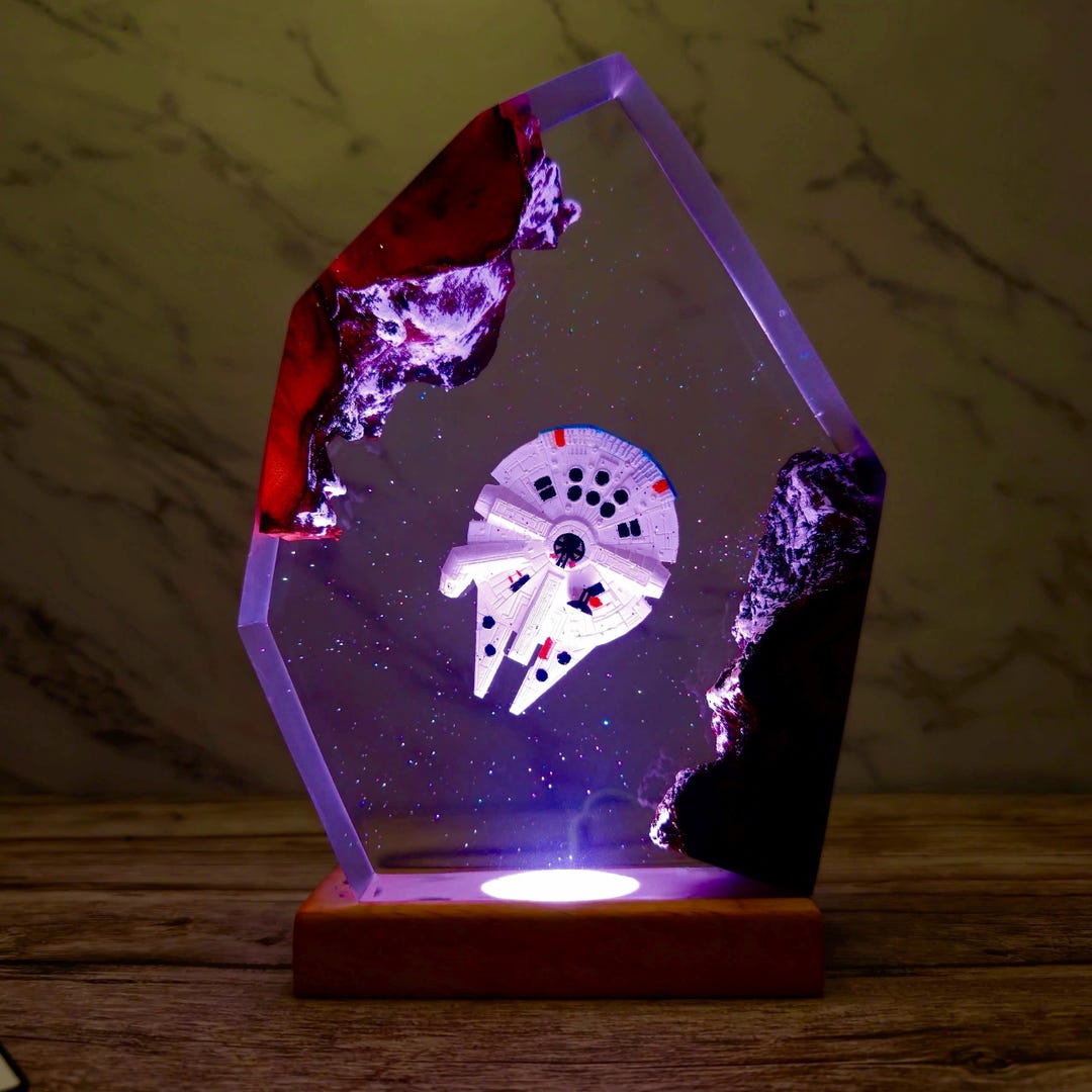Space Galaxy Lamp Made of Resin and Wood, Space Night Lights, Epoxy ...