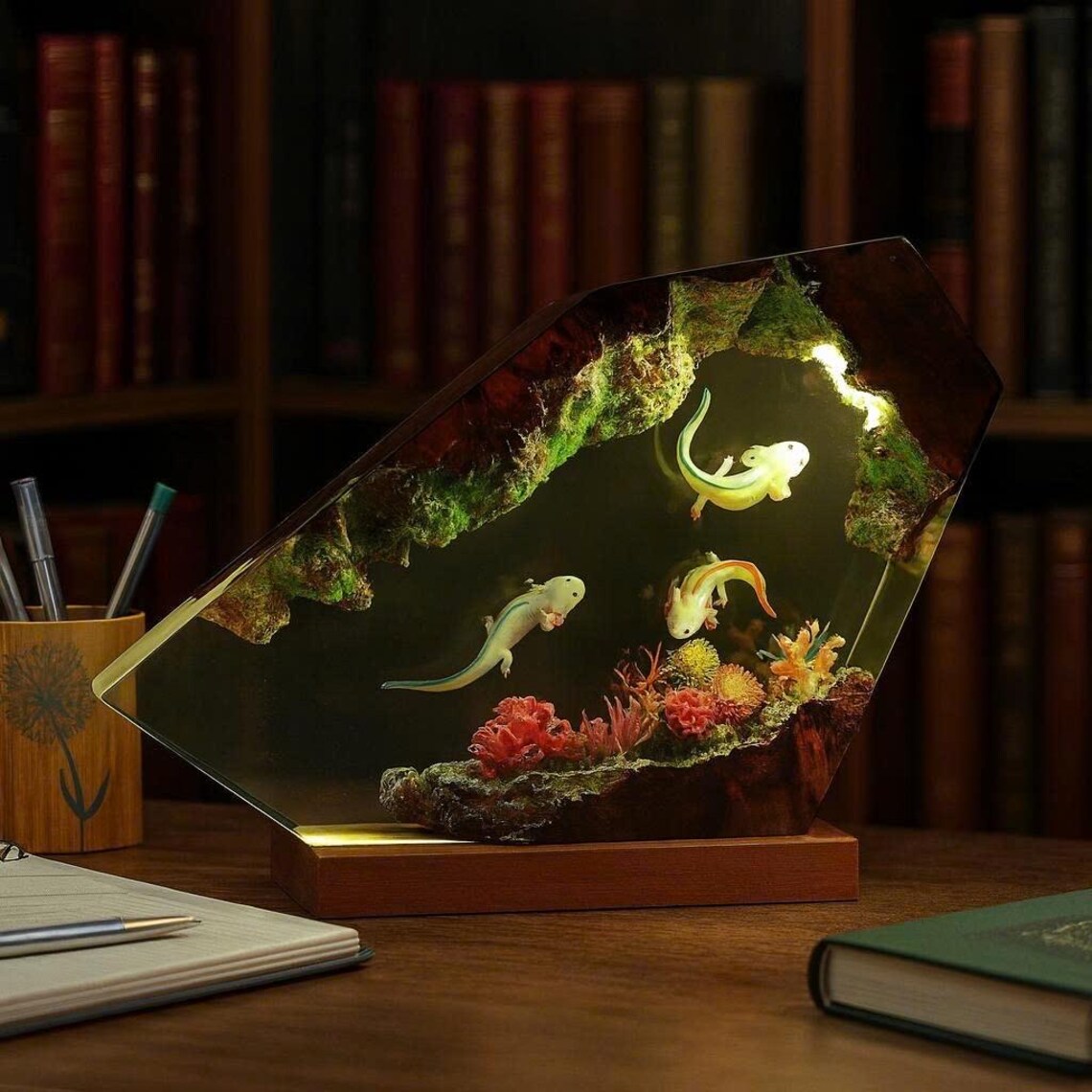 Custom Epoxy Resin Ocean Lamp, Whale, Turtle and Couple Diver Night ...